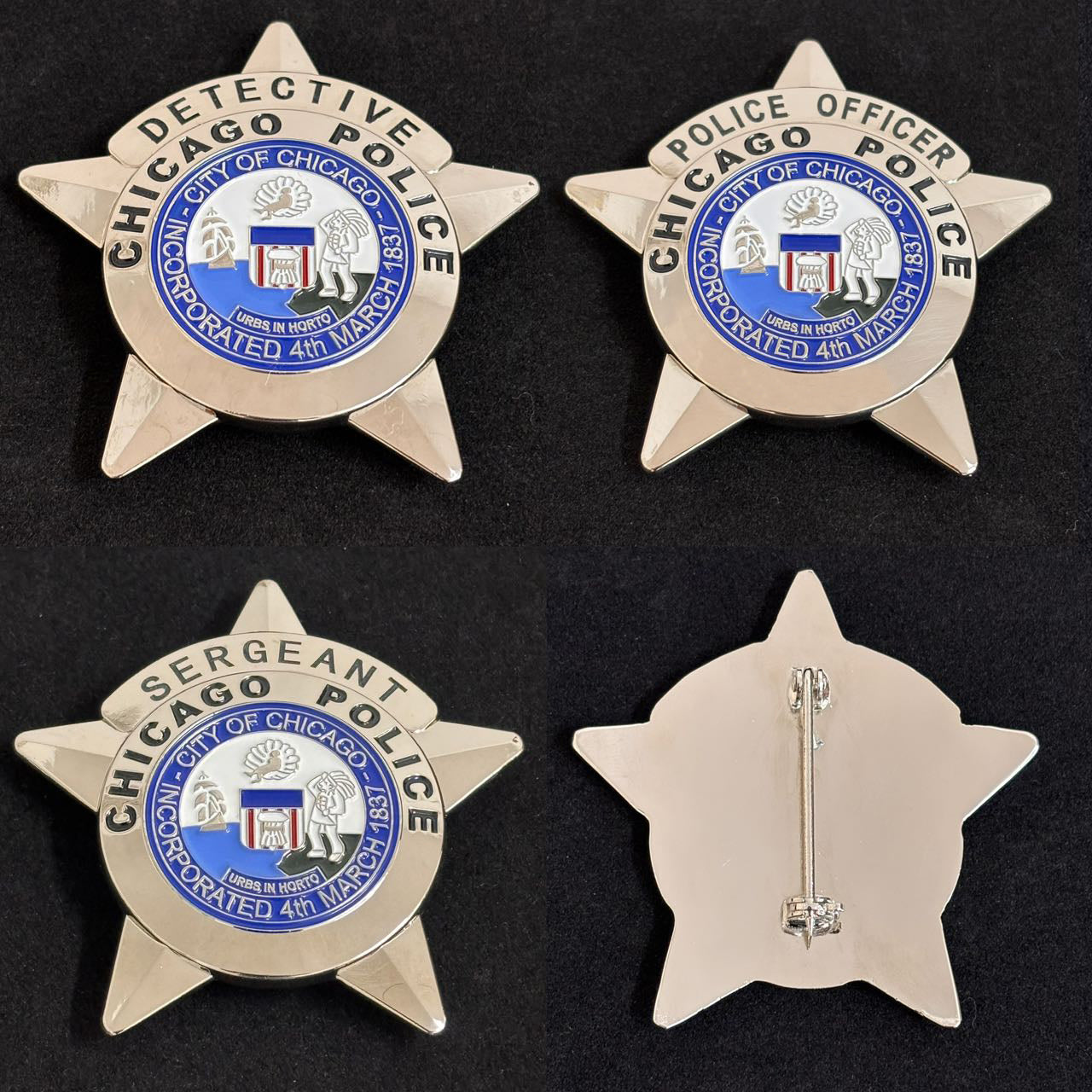 CPD Chicago Police Officer Detective Sergeant Badge Set Replica Movie ...