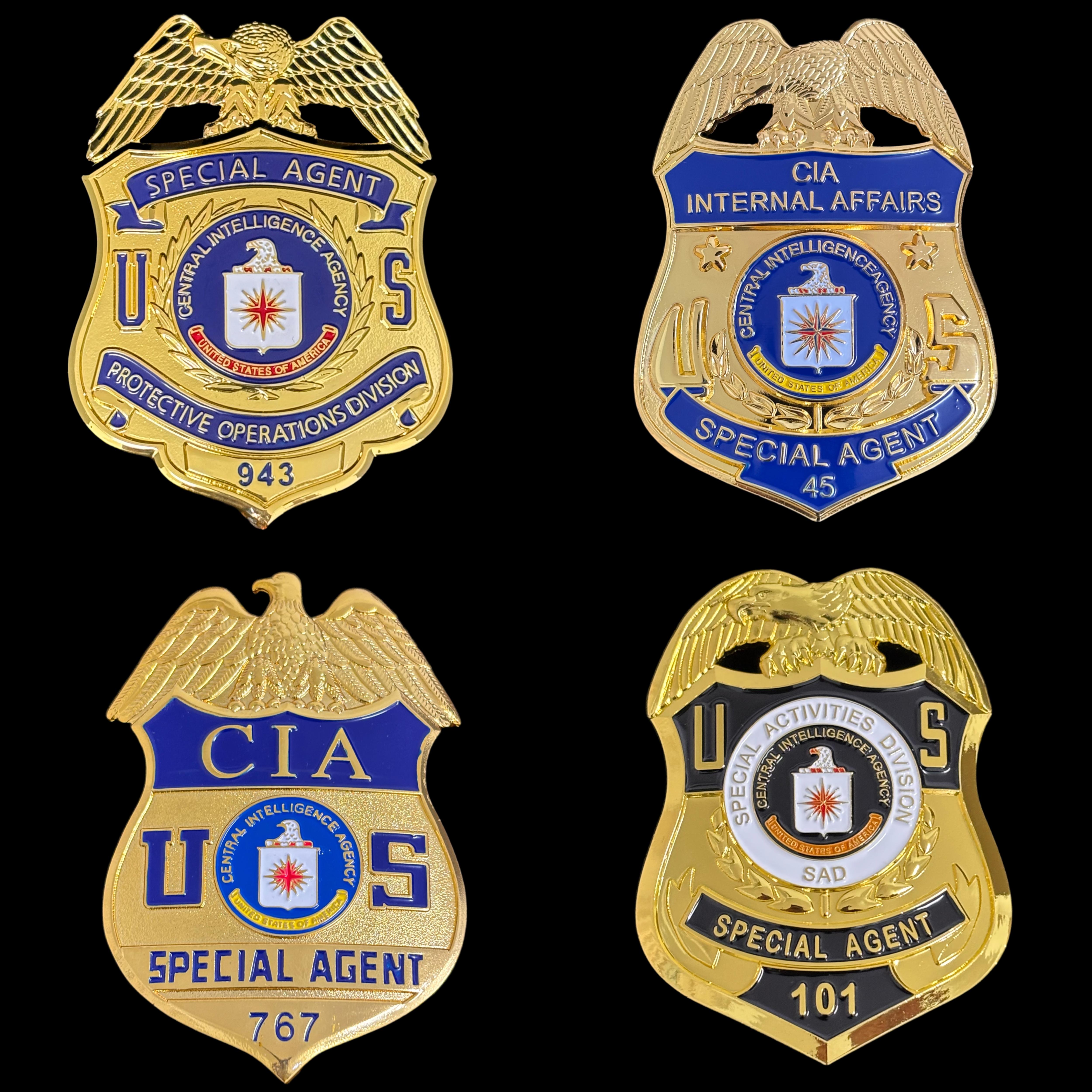 4 CIA Police Badge Set Replica Movie Props – Badgedepots