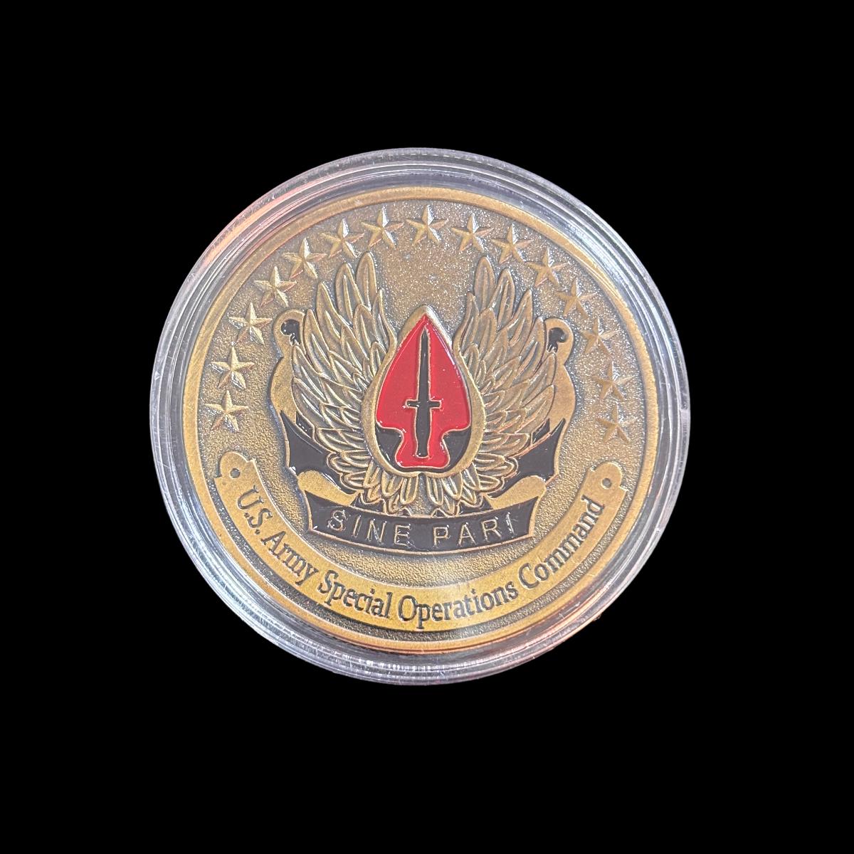U.S. ARMY SPECIAL OPERATIONS COMMAND SINE PARl Challenge Coin – Badgedepots