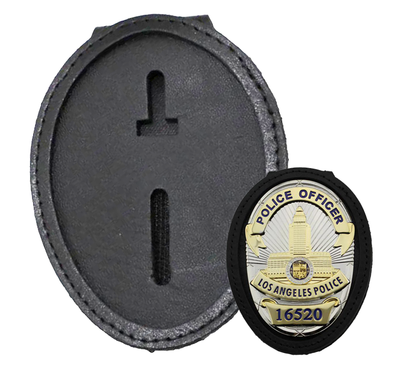 Elegant Leather Oval Badge Holder and Holster for LAPD Badges – Badgedepots